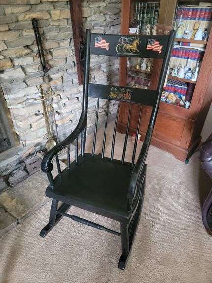 Antique High Back American Flag Stagecoach Rocking Chair - Baer ...