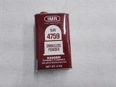 8oz can IMR 4759 Smokeless powder - Baer Auctioneers - Realty, LLC