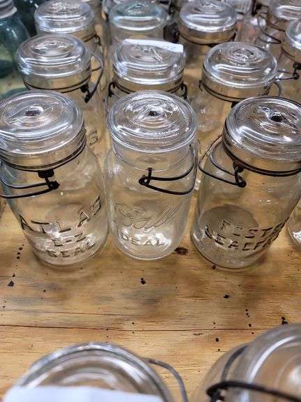 6-Various Atlas,ideal, Ball Lock Top Mason Jars - Baer Auctioneers ...