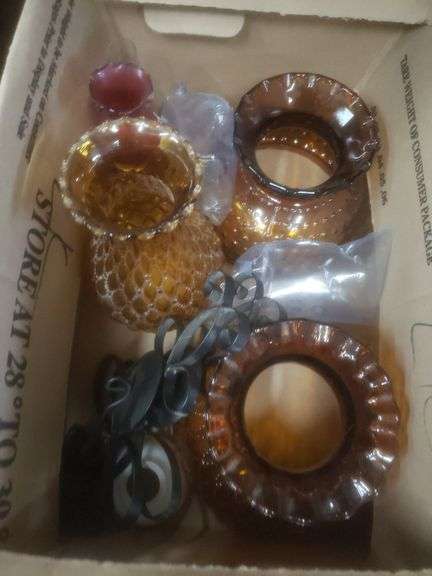 Box Of Amber Glass Lamp Shades - Baer Auctioneers - Realty, LLC