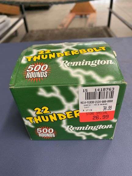 500 Round Box Remington 22 LR Thunderbolt - Baer Auctioneers - Realty, LLC