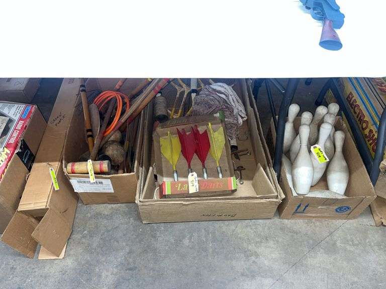 Green Fence, Bowling Pins, Lawn Darts, Bat-Mitten Set, Crochet Game Set ...