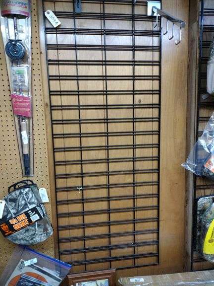 Three Wire Wall Racks With Box of Hangers. Approx 60"x 24" on 2 Racks ...