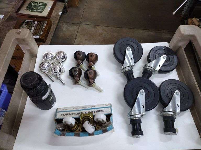 Lot Of Caster Wheels & Nikon Camera 200mm Lense - Baer Auctioneers ...
