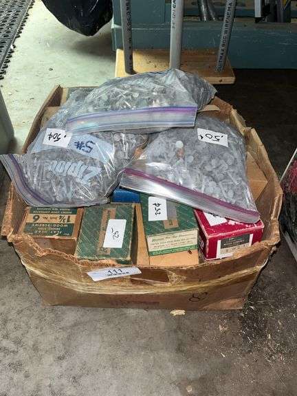 Box Of Assorted Screws, Nails - Baer Auctioneers - Realty, LLC