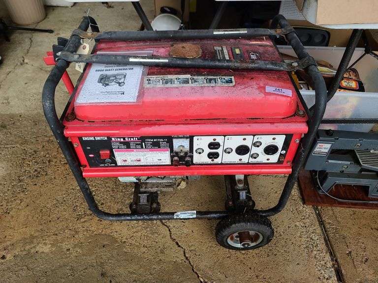 King Craft 6000 watt Generator (untested) - Baer Auctioneers - Realty, LLC