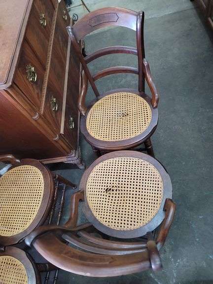 4 Wood & Wicker Chairs (damaged) - Baer Auctioneers - Realty, LLC