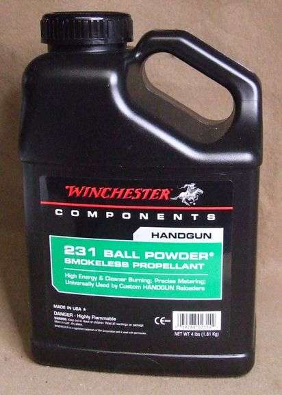 4 Pounds Winchester 231 Ball Powder - Baer Auctioneers - Realty, LLC