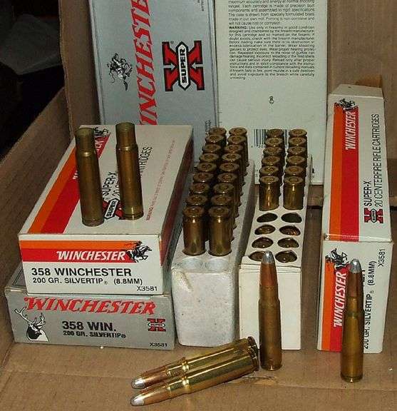 Winchester 358 Winchester 34 Rounds & Brass - Baer Auctioneers - Realty ...