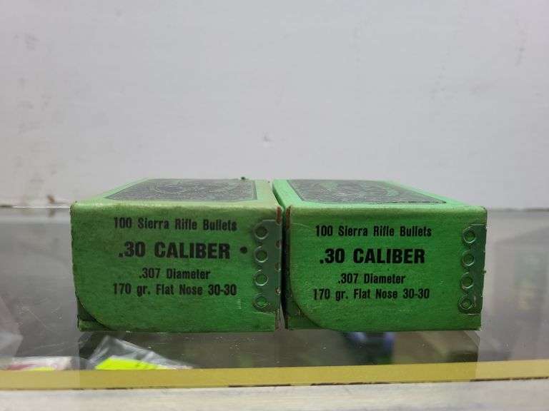 2 Full Boxes Of Sierra Rifle Bullets. 30 Cal .307 Dia 170 Gr. Flat Nose ...