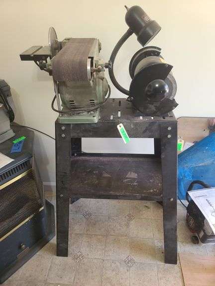 Belt Sander and Bench Grinder on Metal Stand - Baer Auctioneers ...