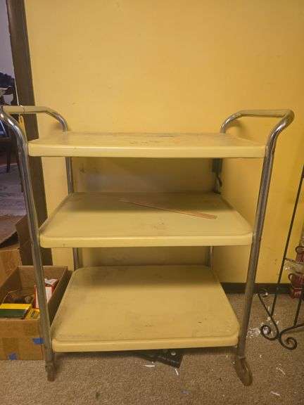 Vintage Cosco Yellow Metal Rolling Cart: 3-Tier Industrial Bar Cart ...
