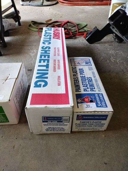 2 New Boxes Of Plastic Sheeting - Husky is 20'x200'; Sherwin Williams ...