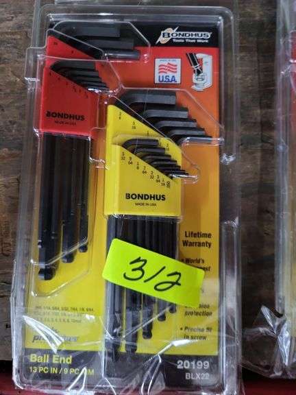 Bondhus Balldriver L Wrench Ends 13 Pc Inches & 9 Pc MM - Baer ...