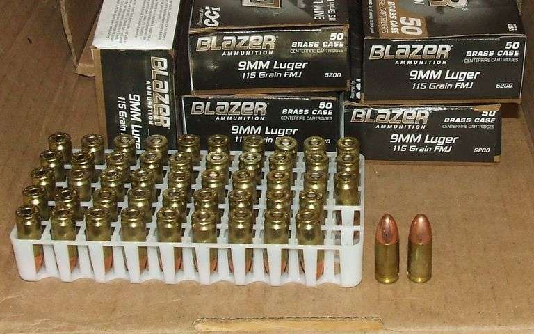 250 Rounds Blazer 9mm Luger FOR COMPONENTS - Baer Auctioneers - Realty, LLC