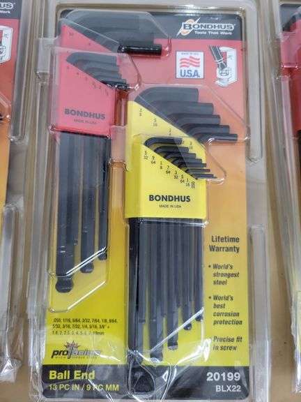 Bondhus Balldriver L Wrench Ends 13 Pc Inches & 9 Pc MM - Baer ...