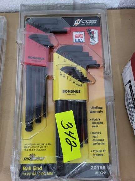 Bondhus Balldriver L Wrench Ends 13 Pc Inches & 9 Pc MM - Baer ...