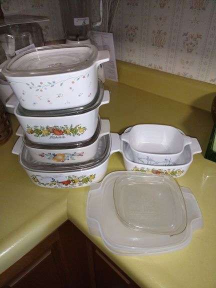 6 PCs Corelle Cookware - 4 With Glass Lids, 3 Plastic Lids - Baer ...