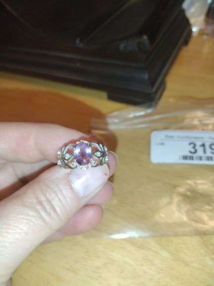 Ring Marked 925 RJ 6 w/Purple Stones - Baer Auctioneers - Realty, LLC