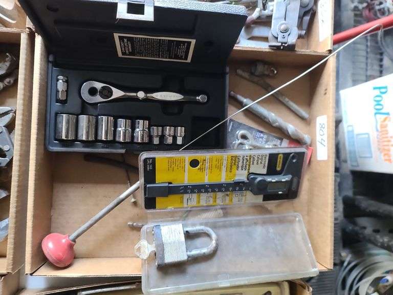 Digital Caliper, O-Ratchet Set in case, Reacher Hook, Master Lock with ...