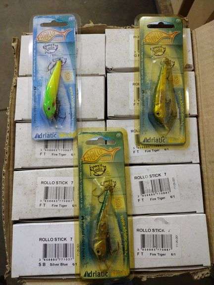 Approx 120 Rollo Stick Lures: 66 Gold Fish, 48 Fire Tiger & 6 Silver ...