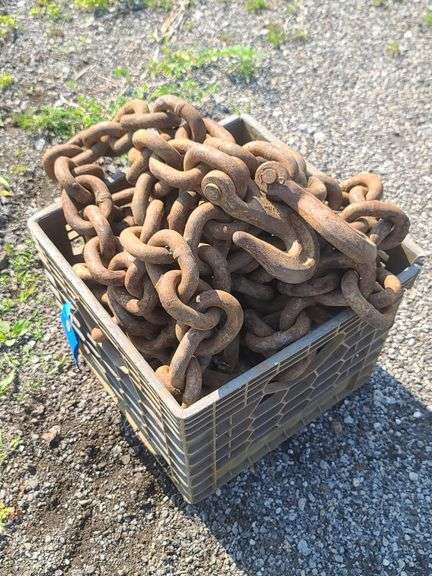 Large Logging Chain, Approx. 44ft Long x 5/8in, with Two Hooks, in ...