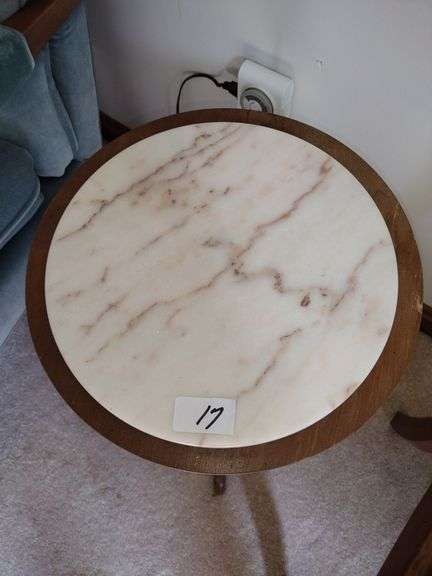 Vintage Round Table w/Stone Top Approx 14"x21" - Baer Auctioneers ...