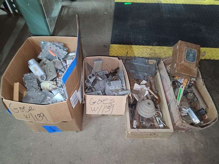 Four Boxes of Electrical Junction Boxes, Garage Door Hardware, Pulleys ...