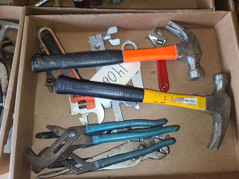 Adjustable Wrenches, Flaring Tool, Channel Locks, and Two Claw Hammers ...