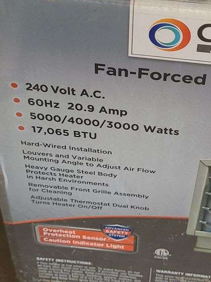 Comfort Zone Fan-Forced Ceiling Mount Heater New In Box - Baer ...
