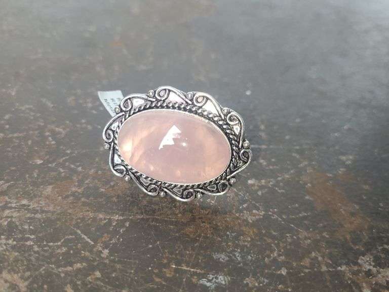 Size 6 Rose Quartz German Silver Ring - Baer Auctioneers - Realty, LLC