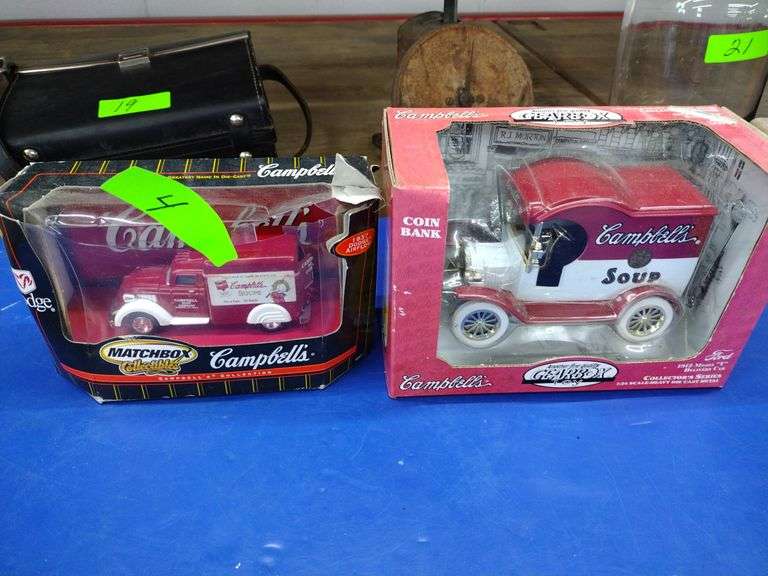 2 Campbells Soup Die Cast Cars NIB - Baer Auctioneers - Realty, LLC