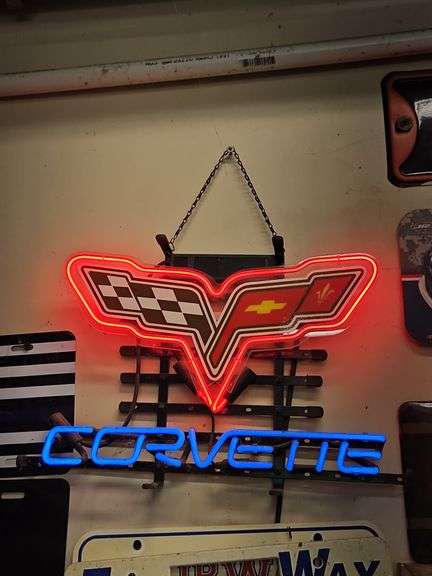 Lighted Corvette Sign Works - Baer Auctioneers - Realty, LLC