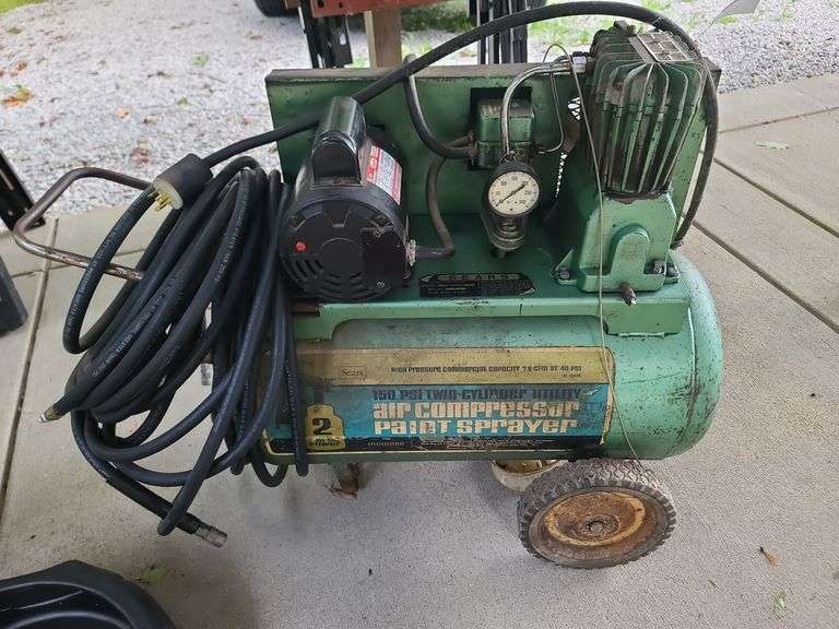 Sears 2HP 150psi Twin Cylinder Air Compressor with Hose - Baer ...