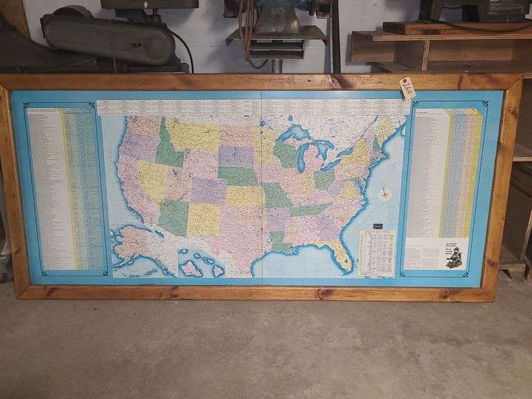 Large Framed Map Of America - Baer Auctioneers - Realty, LLC