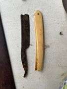 2 Sharpening Strops, 2 Straight Razors(chipped blade and broken handle ...