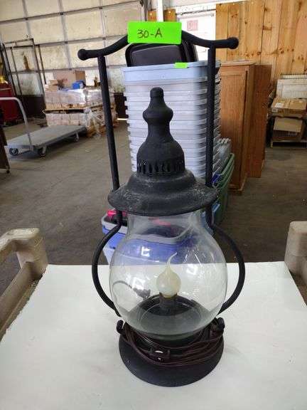 Metal & Glass Lantern Style Lamp - Works Approx 20" Tall - Baer ...