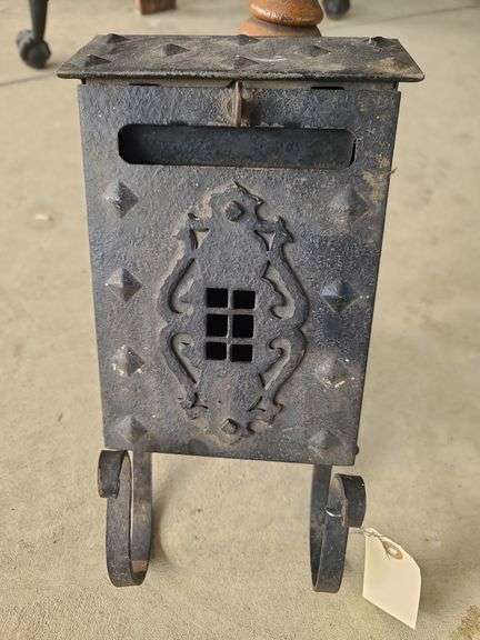 Antique Wrought Iron Front-Loading Mailbox - Baer Auctioneers - Realty, LLC