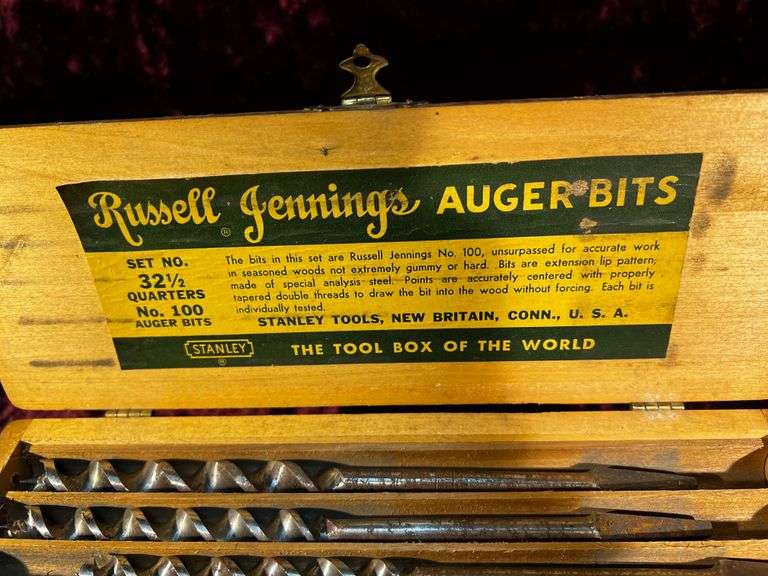 Three-Tiered Russell Jennings Auger Bit Complete Set in Finger Joint ...