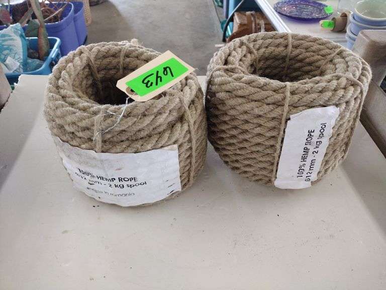2 Spools of Hemp Rope 12mm Length Unknown - Baer Auctioneers - Realty, LLC