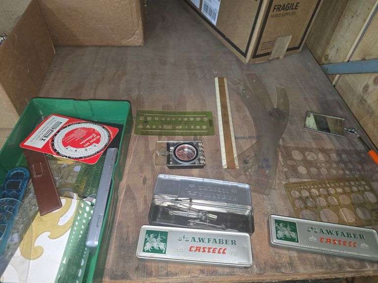 Vintage A.W. Faber-Castell Metal Pencil Tins, Stencils, Rulers ...