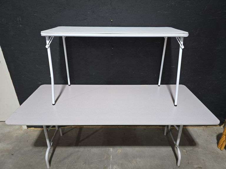 (2) Folding Tables - Black And Gold Auctions