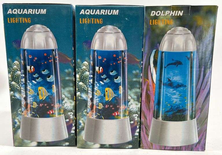 (3) NEW Aquarium Magma Moving Lighting Lamp - (1) Dolphin (2) Fish ...