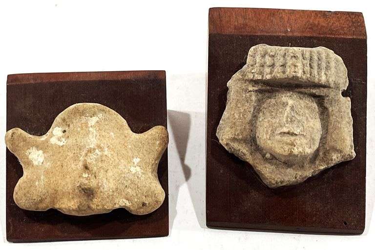 (2) Ancient Artifacts: Face & Other - Black And Gold Auctions