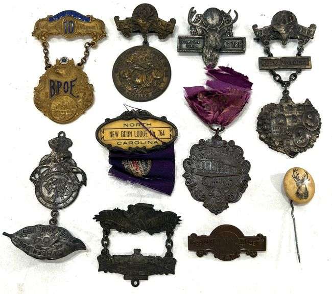 Vintage B.P.O.E Elks Lodge Badges - Black And Gold Auctions