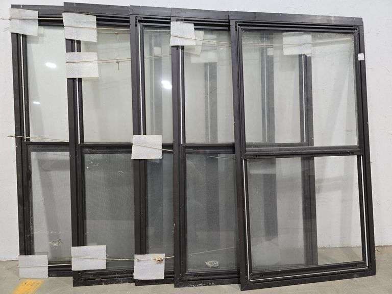 (5) Single Hung Storm Glass Windows - Black And Gold Auctions