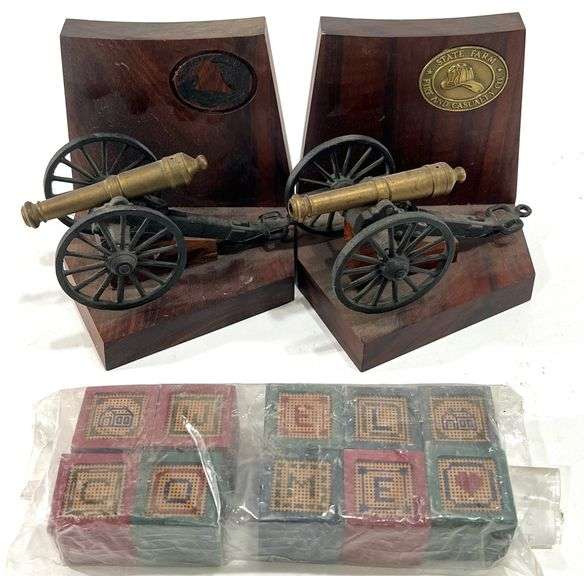 (2) State Farm Fire & Casualty Co. Cannon Bookends & Welcome Block ...