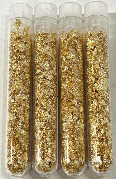 (4) Vials of Gold Flakes - Black And Gold Auctions
