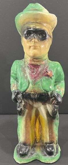 VTG 1947 Carnival Prize Chalkware Lone Ranger Statue - Black And Gold ...