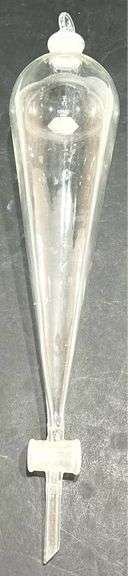 Vintage KIMAX Glass Separatory Flask Funnel - Black And Gold Auctions